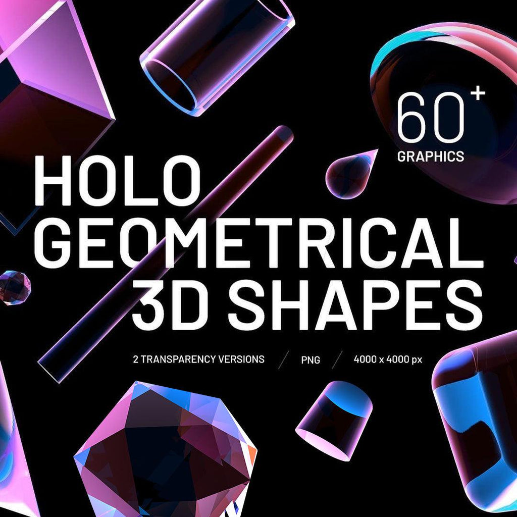 Holo Geometrical 3D Shapes by Designessense