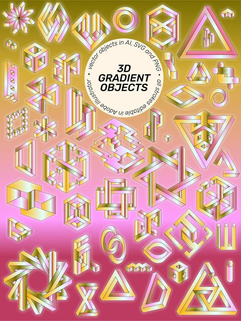 Graphics - Graphic Icons, 3D Shapes, Retro Collage Elements