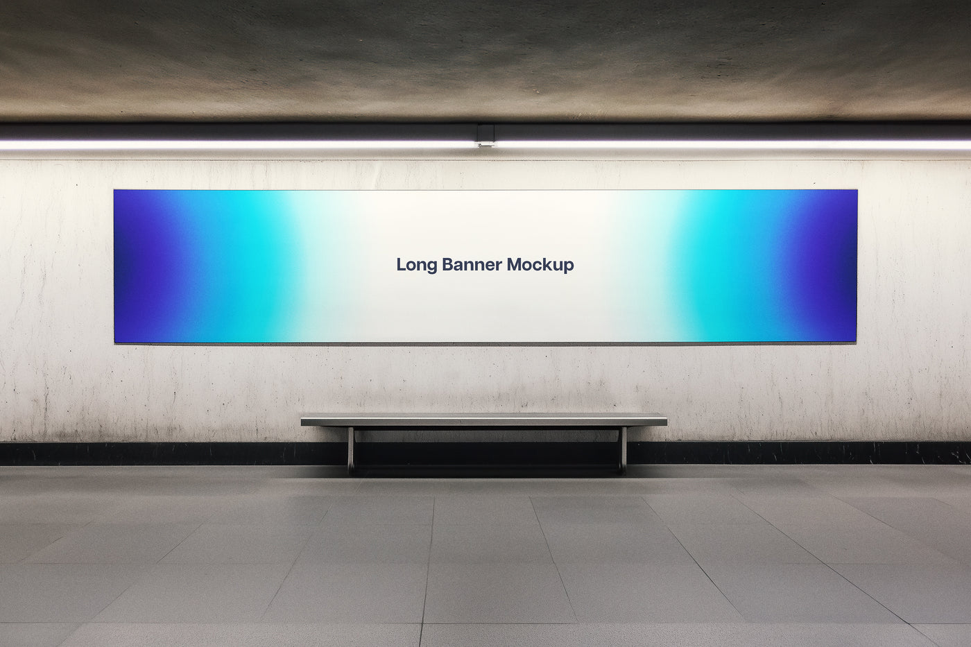 Long Wall Banner Mockup by Pixelbuddha