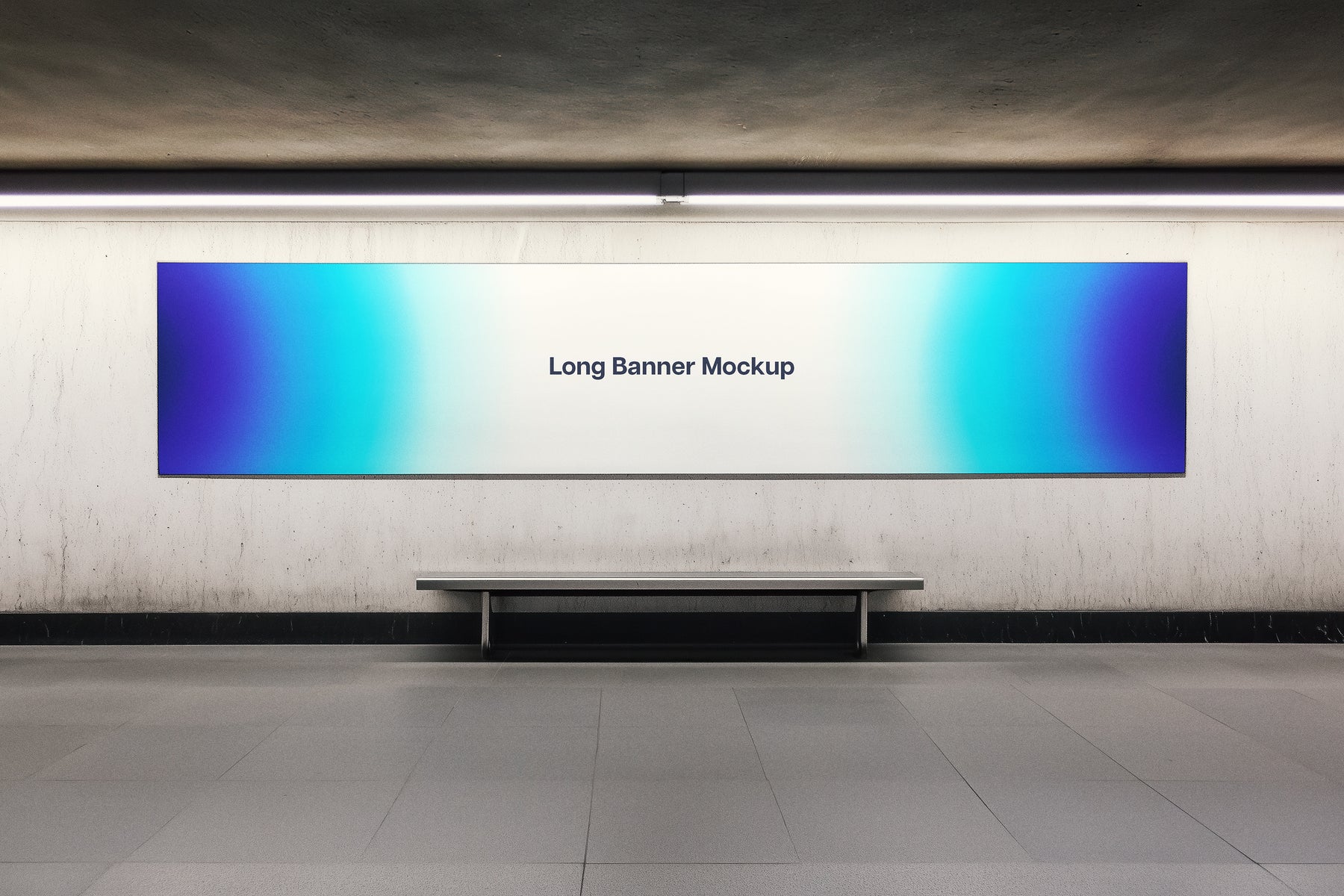 Long Wall Banner Mockup by Pixelbuddha