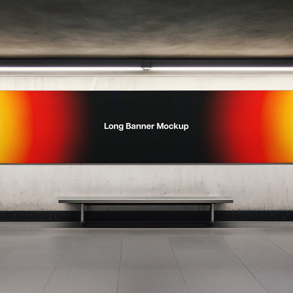 Long Wall Banner Mockup by Pixelbuddha