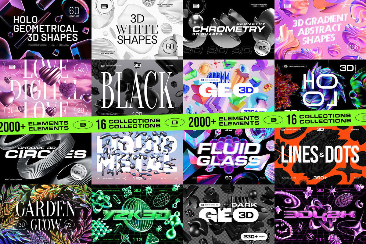 MASSIVE 3D BUNDLE - 2000+ elements by Designessense