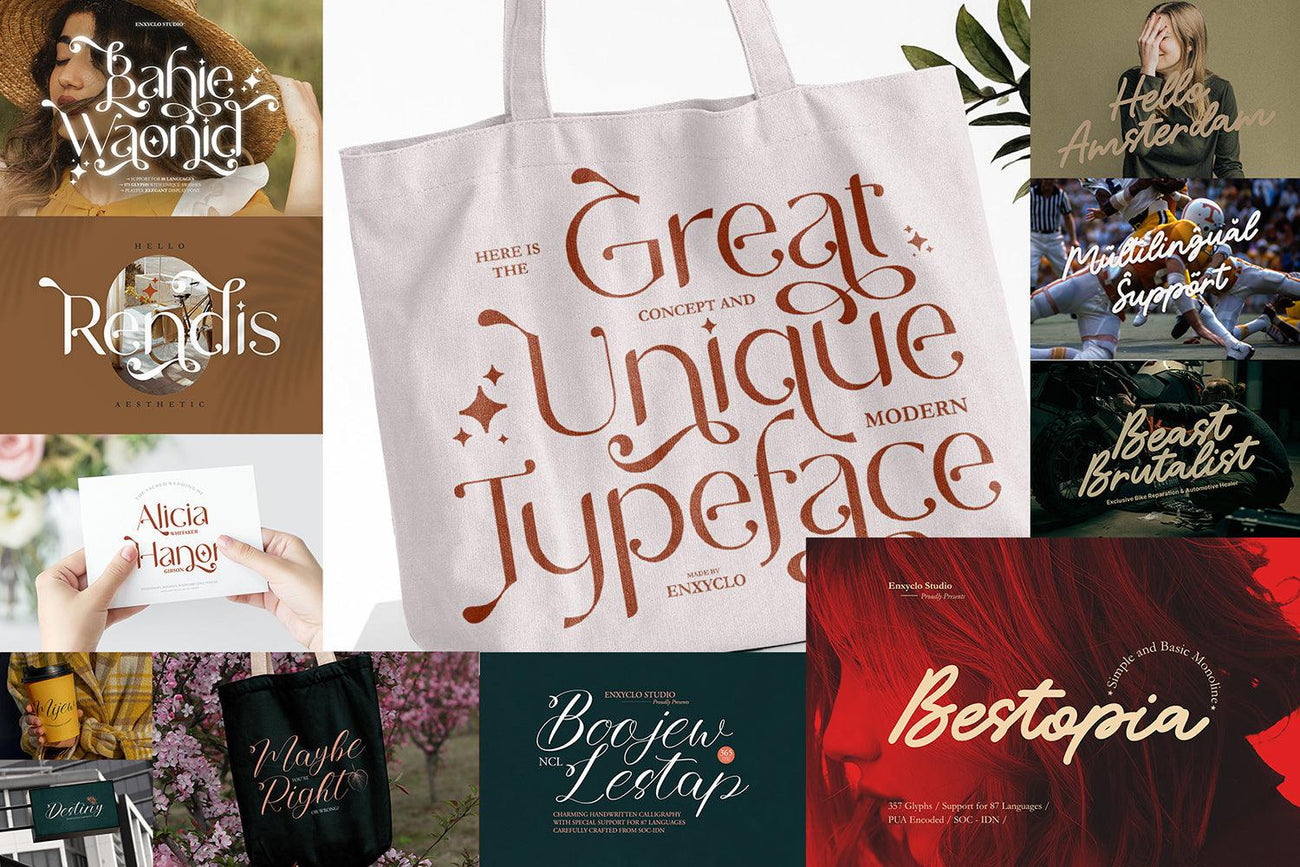 Modern Font Mega Bundle (Vol.01) by Enxyclo Studio