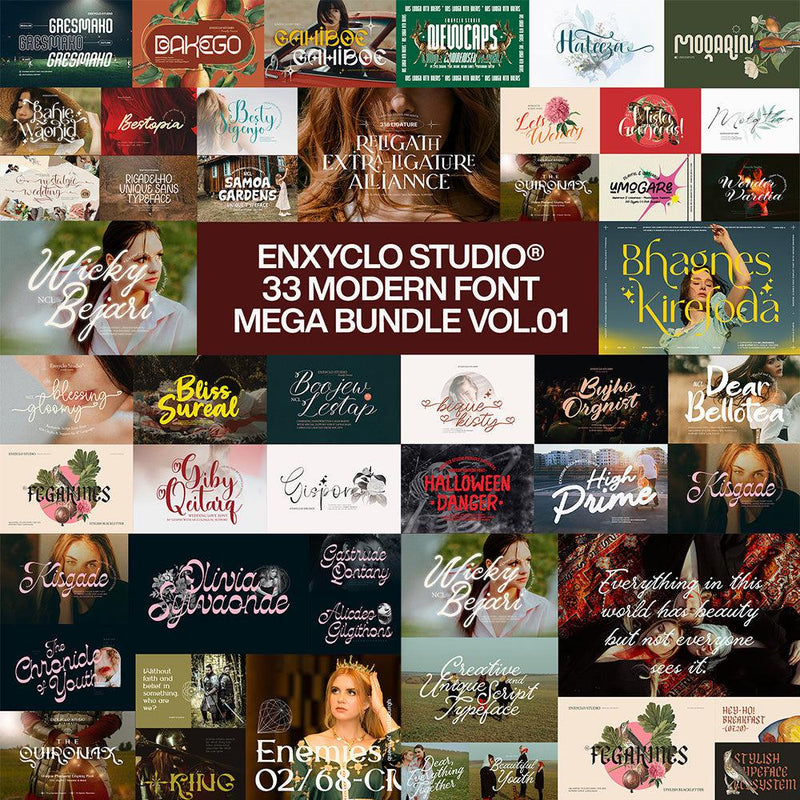 Modern Font Mega Bundle (Vol.01) by Enxyclo Studio
