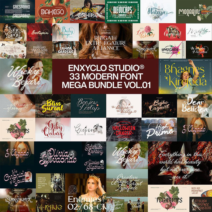 Modern Font Mega Bundle (Vol.01) by Enxyclo Studio