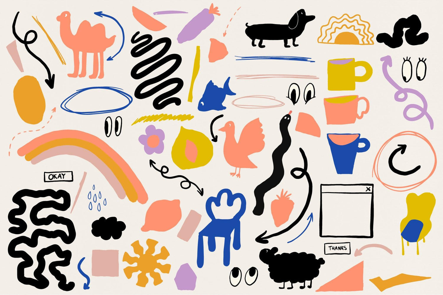 Naive Art Clipart + Posters by angelainthefields