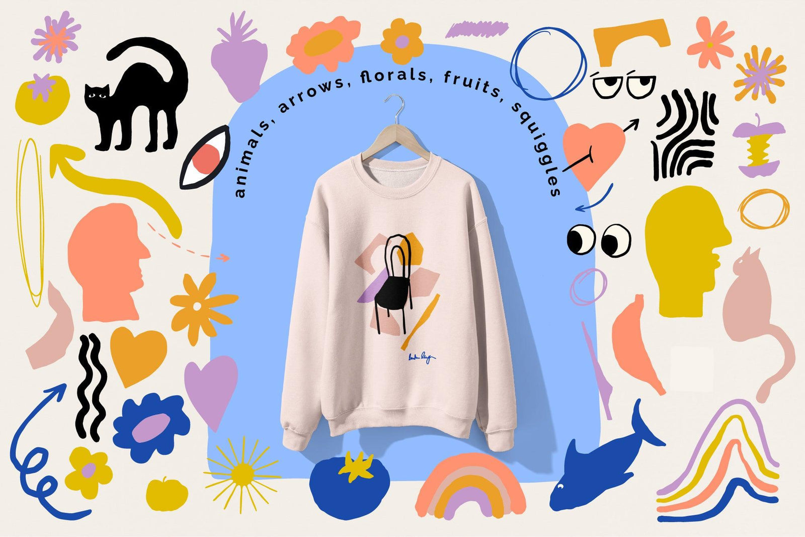 Naive Art Clipart + Posters by angelainthefields