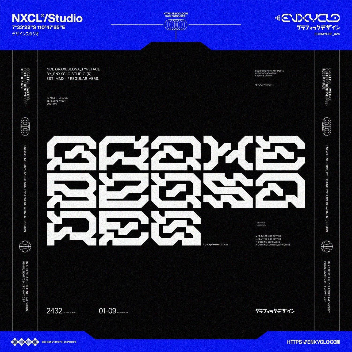NCL GRAXEBEOSA - Cyberpunk Futuristic Techno Mecha Font by Enxyclo Studio