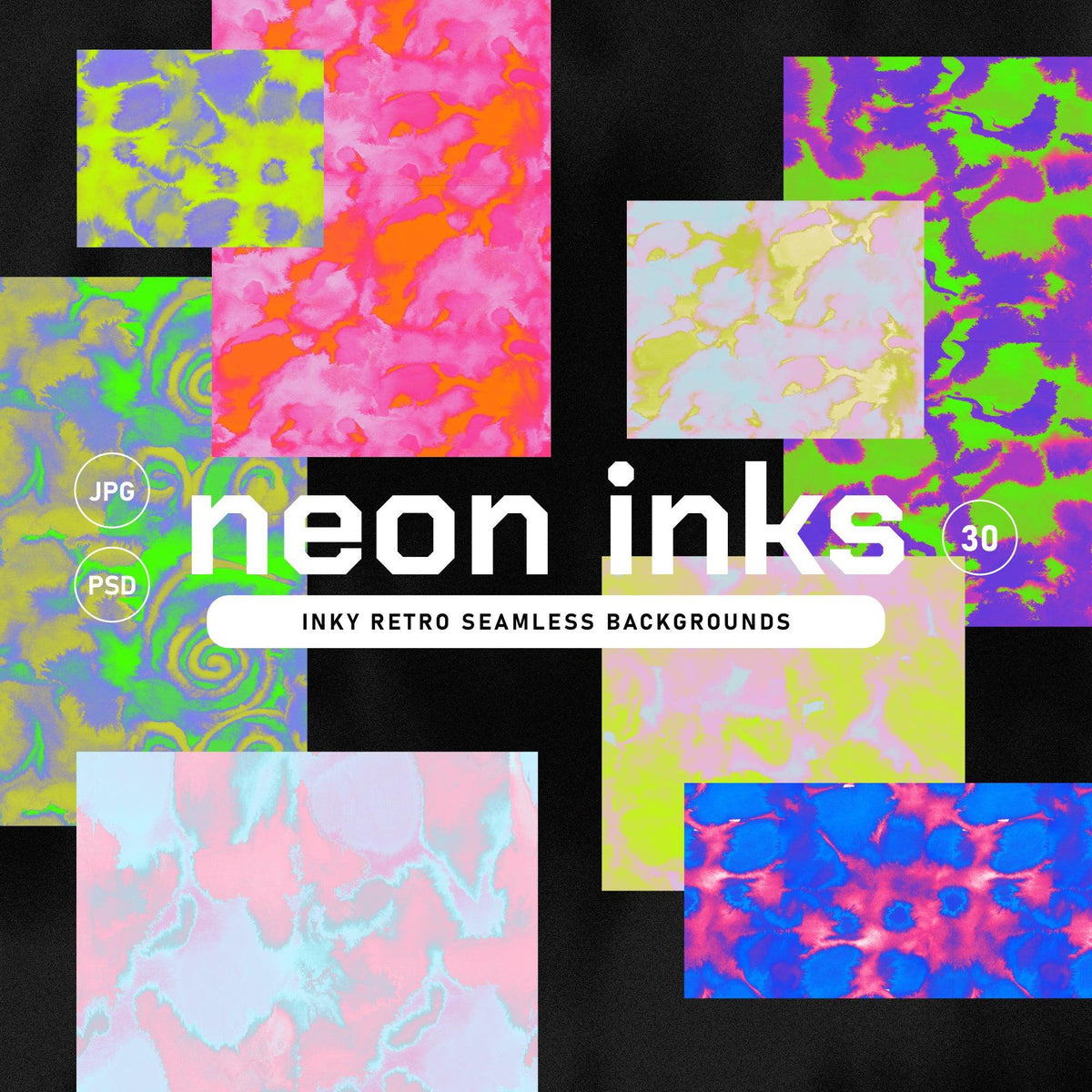 Neon Inks Retro Textures 7000px+ by angelainthefields