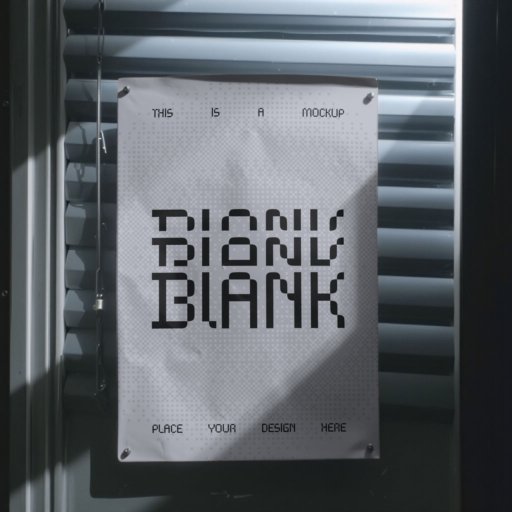 Pinhole Dark Blinds Poster Mockup by Blank Studio