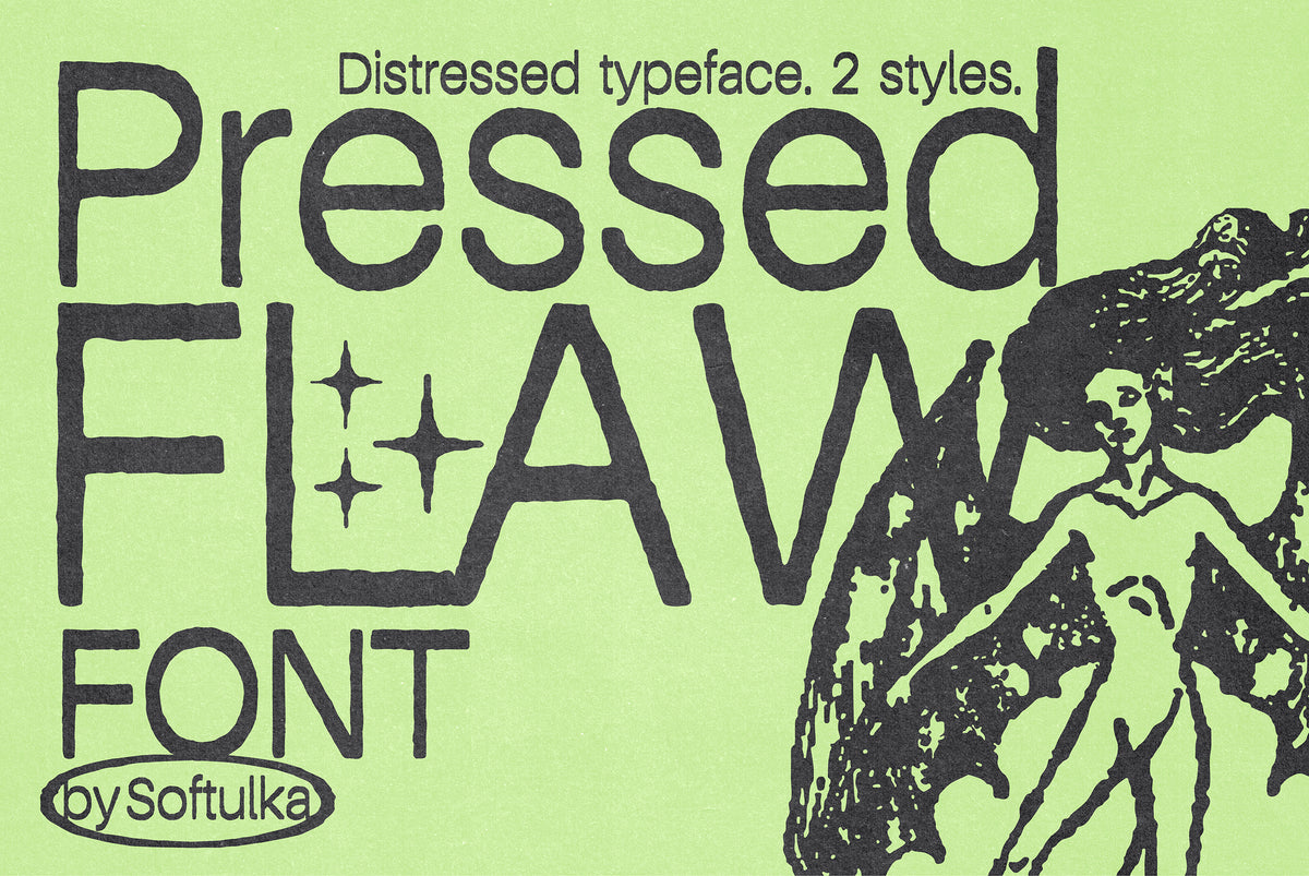 Pressed Flaws Textured Typeface by Softulka