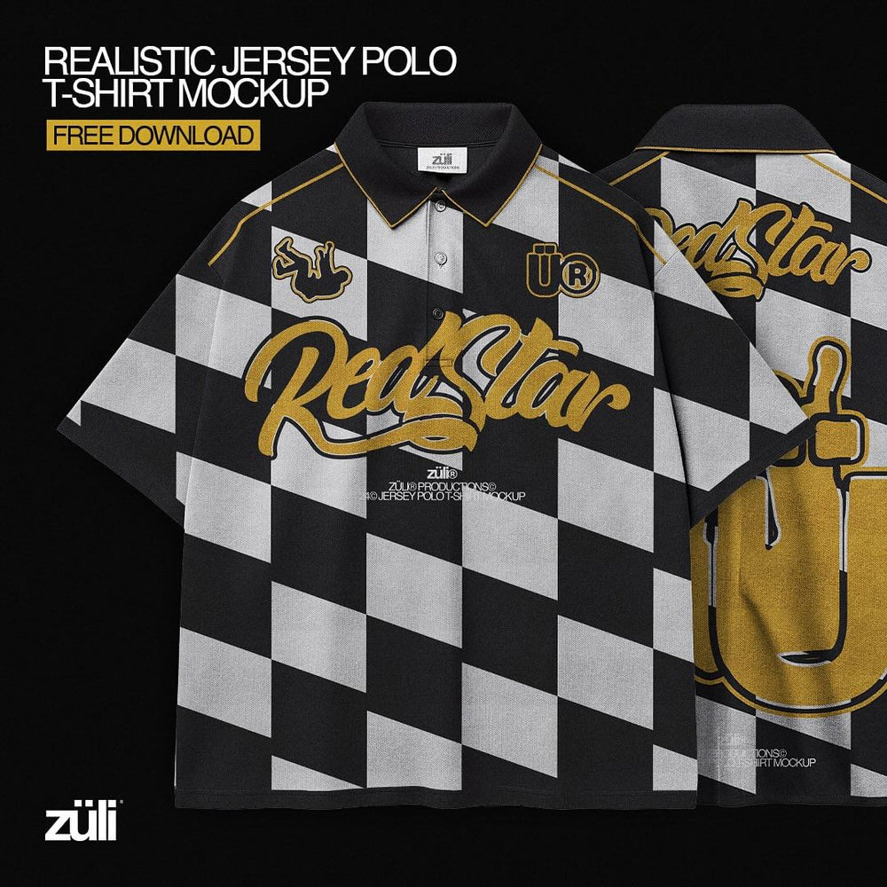 Realistic Oversize Jersey Polo T-Shirt Mockup by Züli