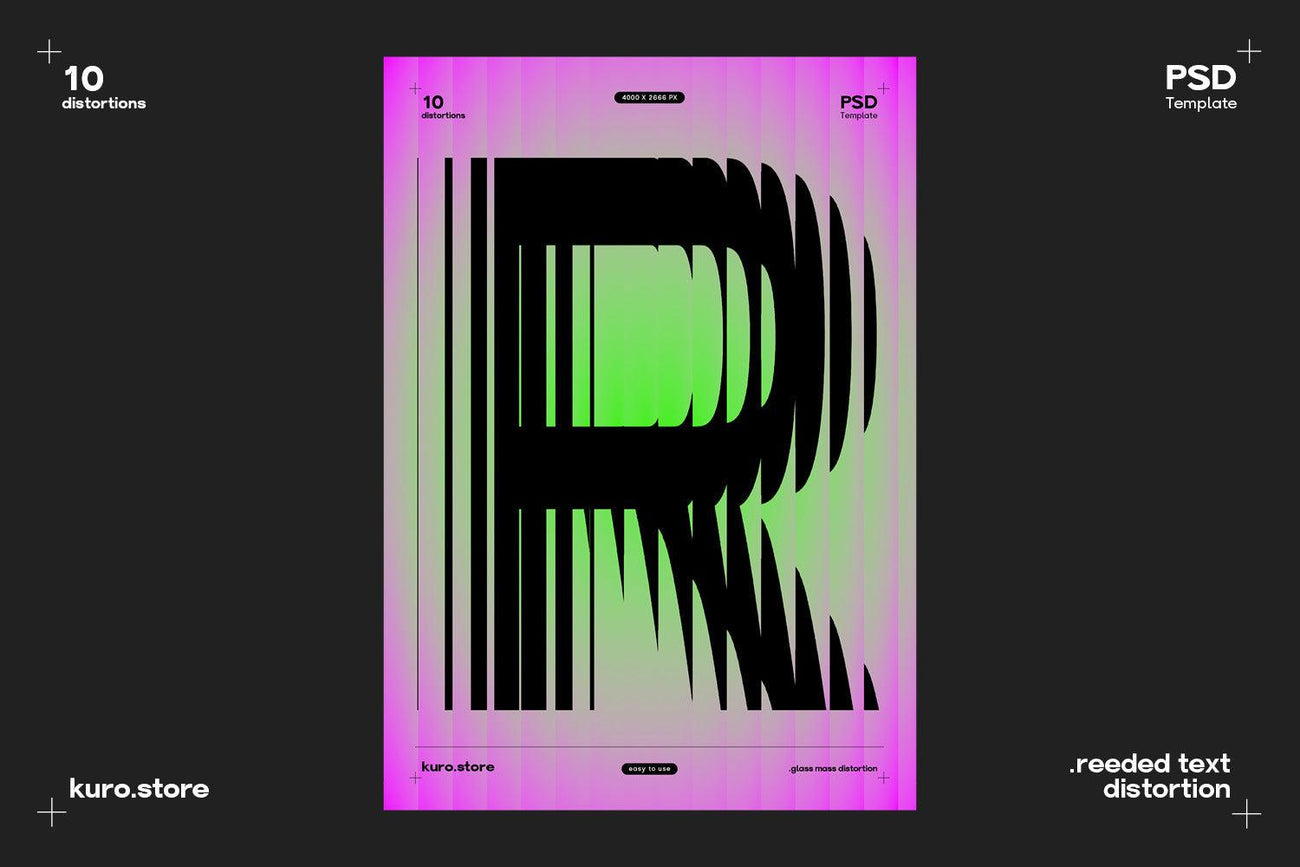 Reeded Text Distortion Effect by Kuro