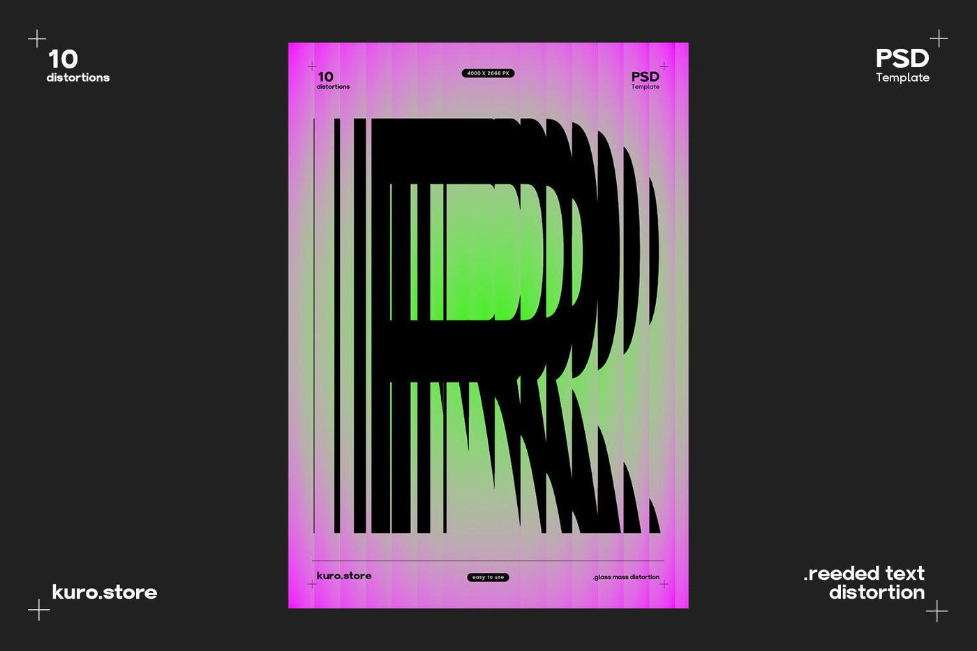 Reeded Text Distortion Effect by Kuro