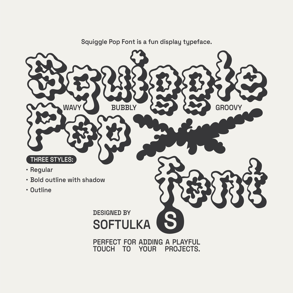 Squiggle Pop Font - Fun Display Typeface by Softulka