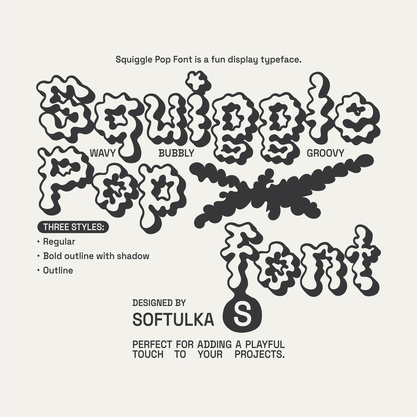 Squiggle Pop Font - Fun Display Typeface by Softulka