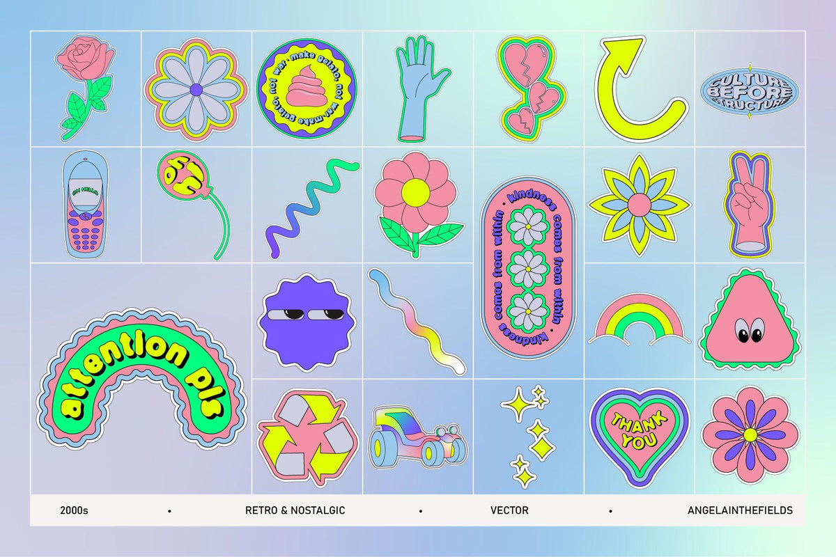 STICKERLAND 2000s Vector Set by angelainthefields