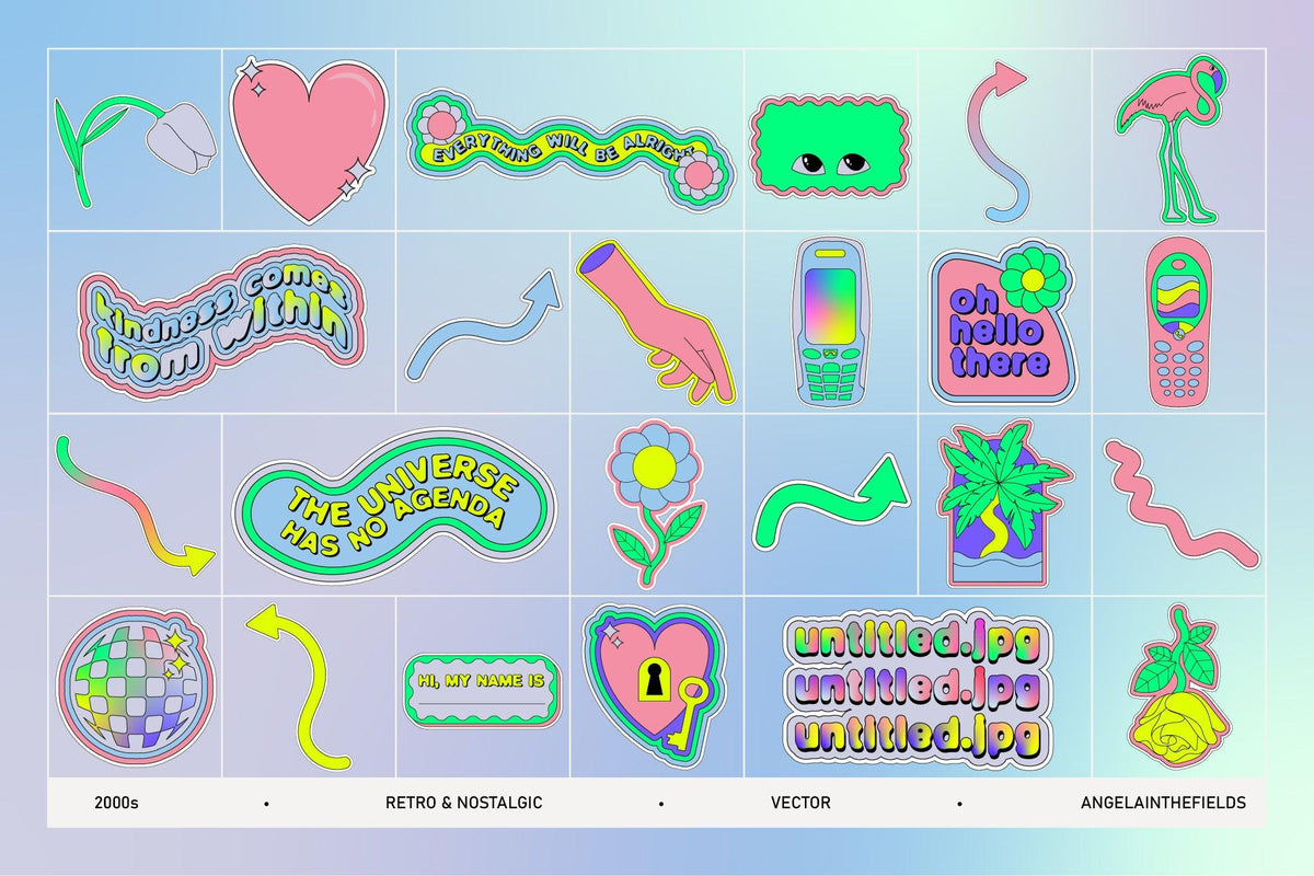 STICKERLAND 2000s Vector Set by angelainthefields