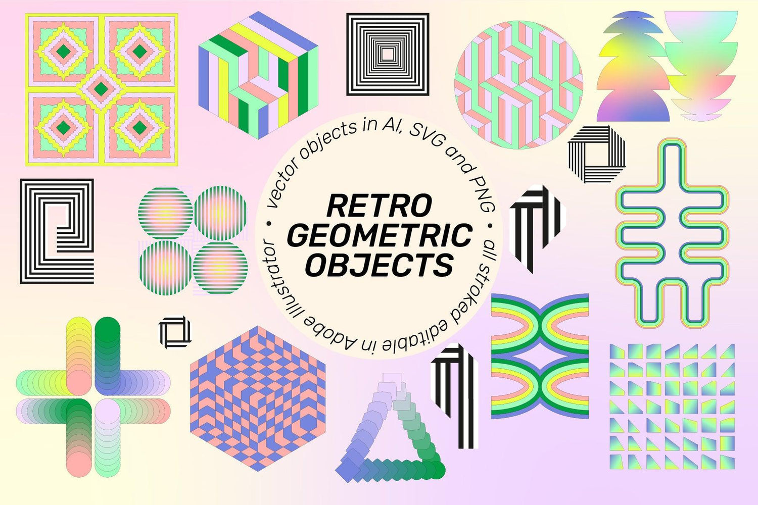 SUPERSPECTIVA Retro Geo Clipart by angelainthefields