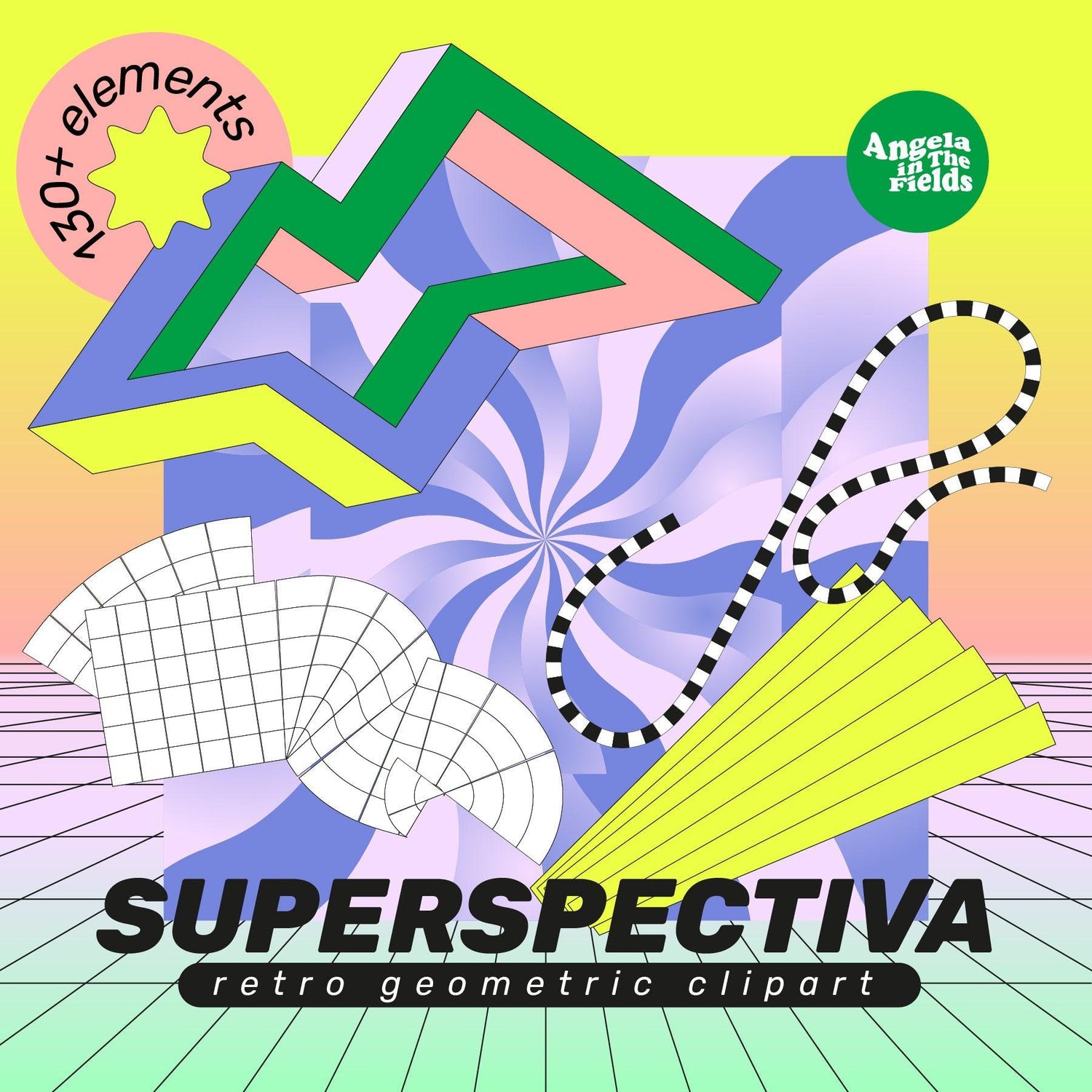 SUPERSPECTIVA Retro Geo Clipart by angelainthefields