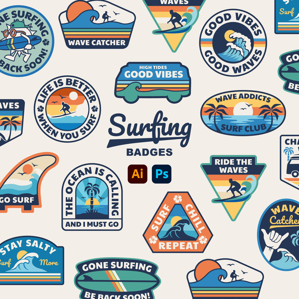 Surfing Badges by cd-design.co