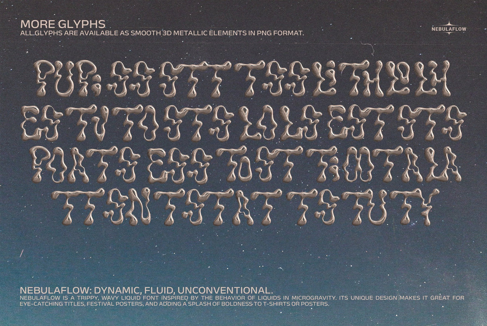 The Nebula Flow Font - Chrome Typeface by Softulka