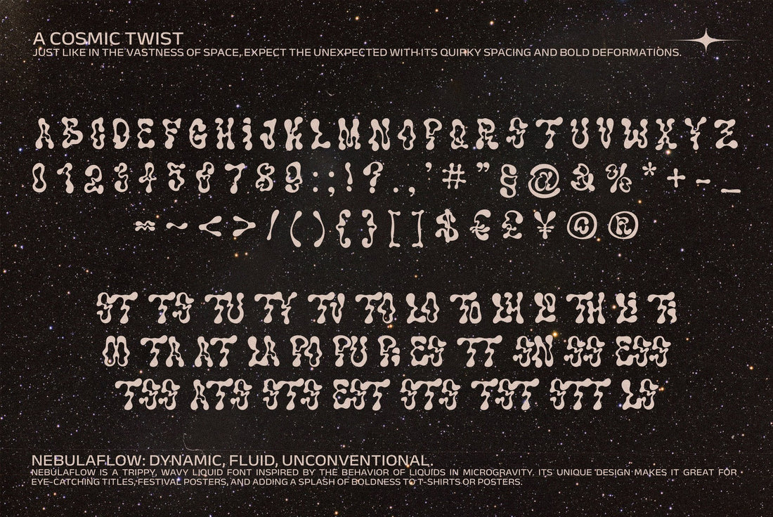 The Nebula Flow Font - Chrome Typeface by Softulka