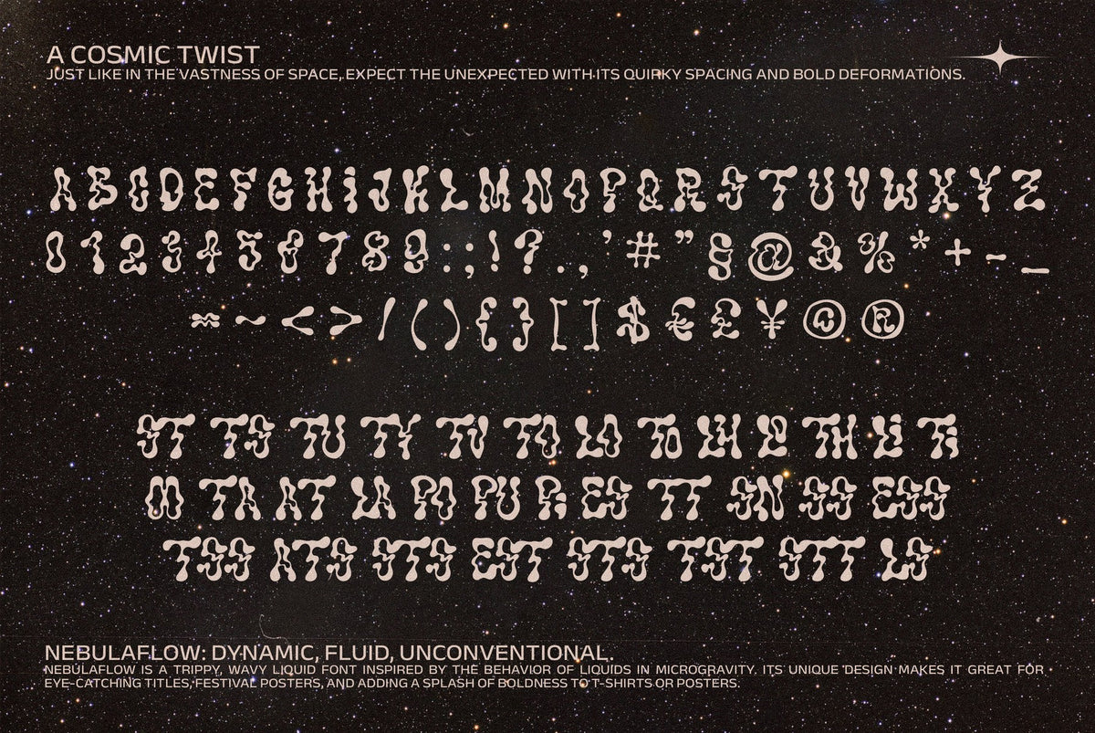 The Nebula Flow Font - Chrome Typeface by Softulka