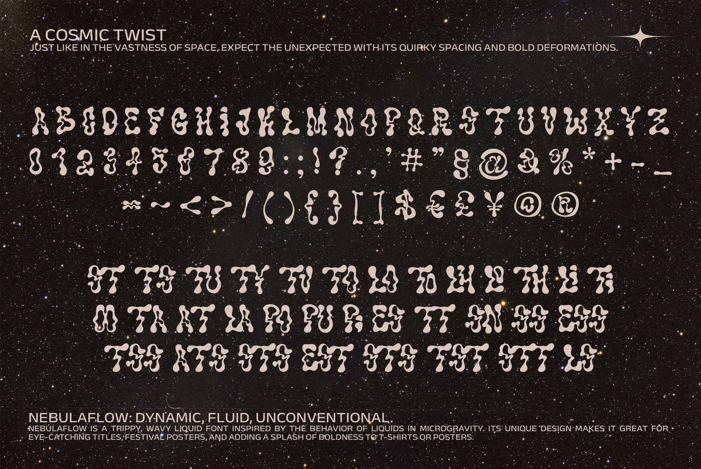 The Nebula Flow Font - Chrome Typeface by Softulka