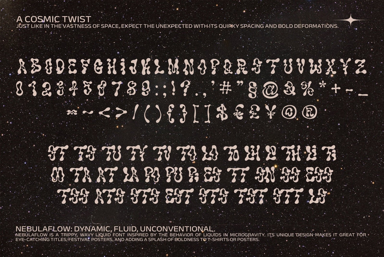 The Nebula Flow Font - Chrome Typeface by Softulka