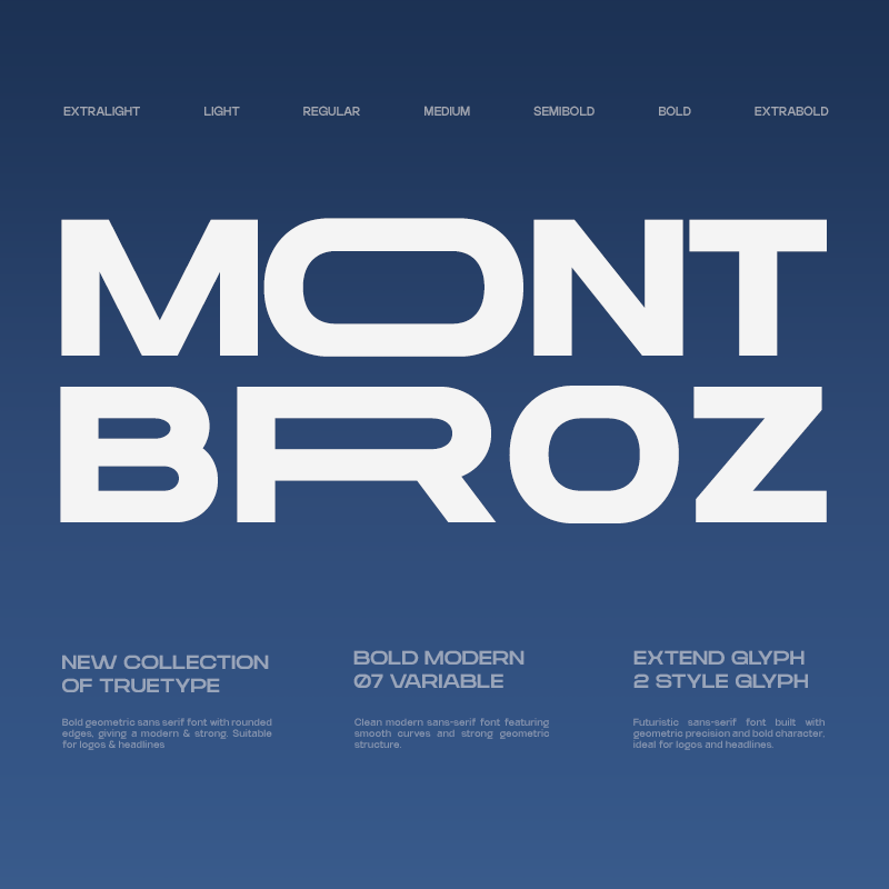 TRT Mont Broz — Bold Modern Sans Display Typeface by True Type Lab
