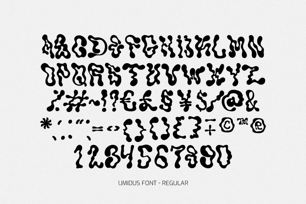 Umidus font - Trippy Liquid Font by Softulka