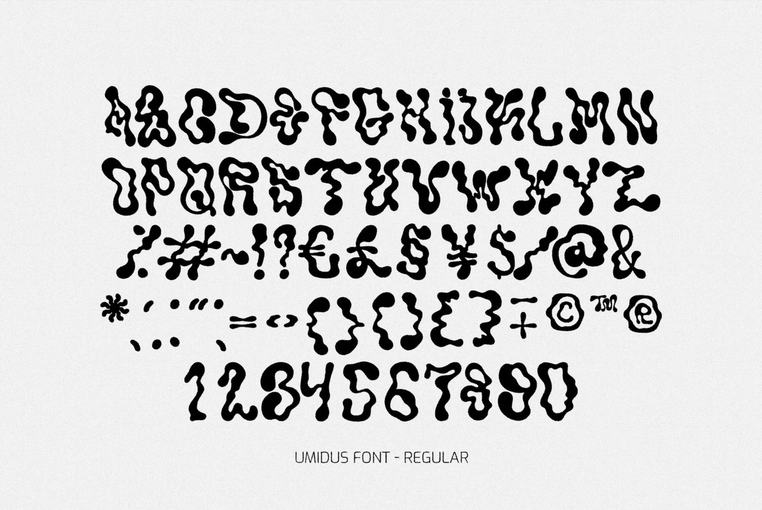 Umidus font - Trippy Liquid Font by Softulka
