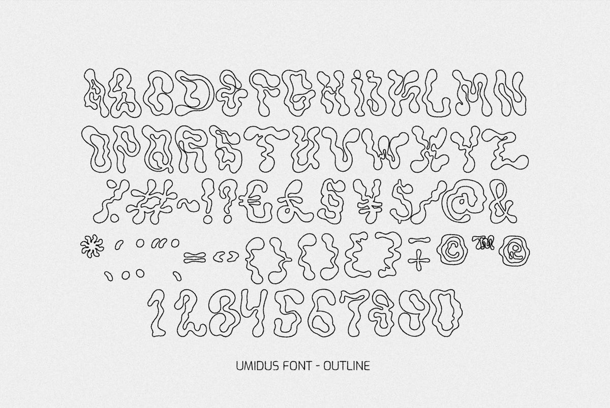 Umidus font - Trippy Liquid Font by Softulka