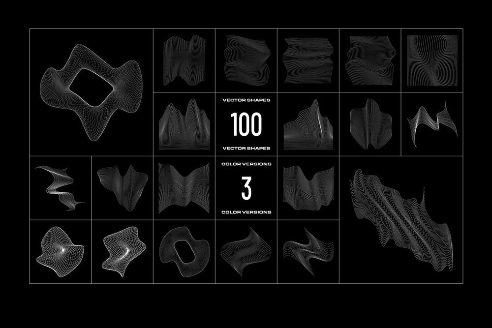 Wave Lines - 100 Vector Shapes by Designessense