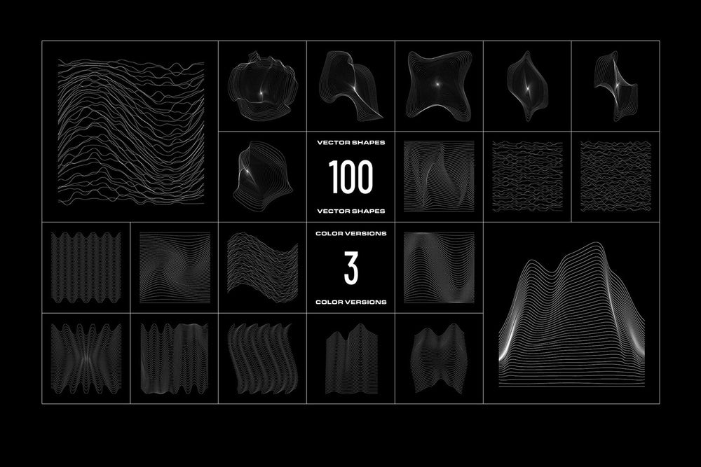 Wave Lines - 100 Vector Shapes by Designessense