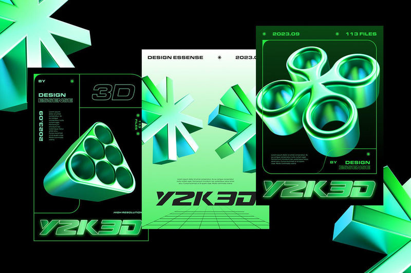 Y2K 3D Shapes Collection by Designessense
